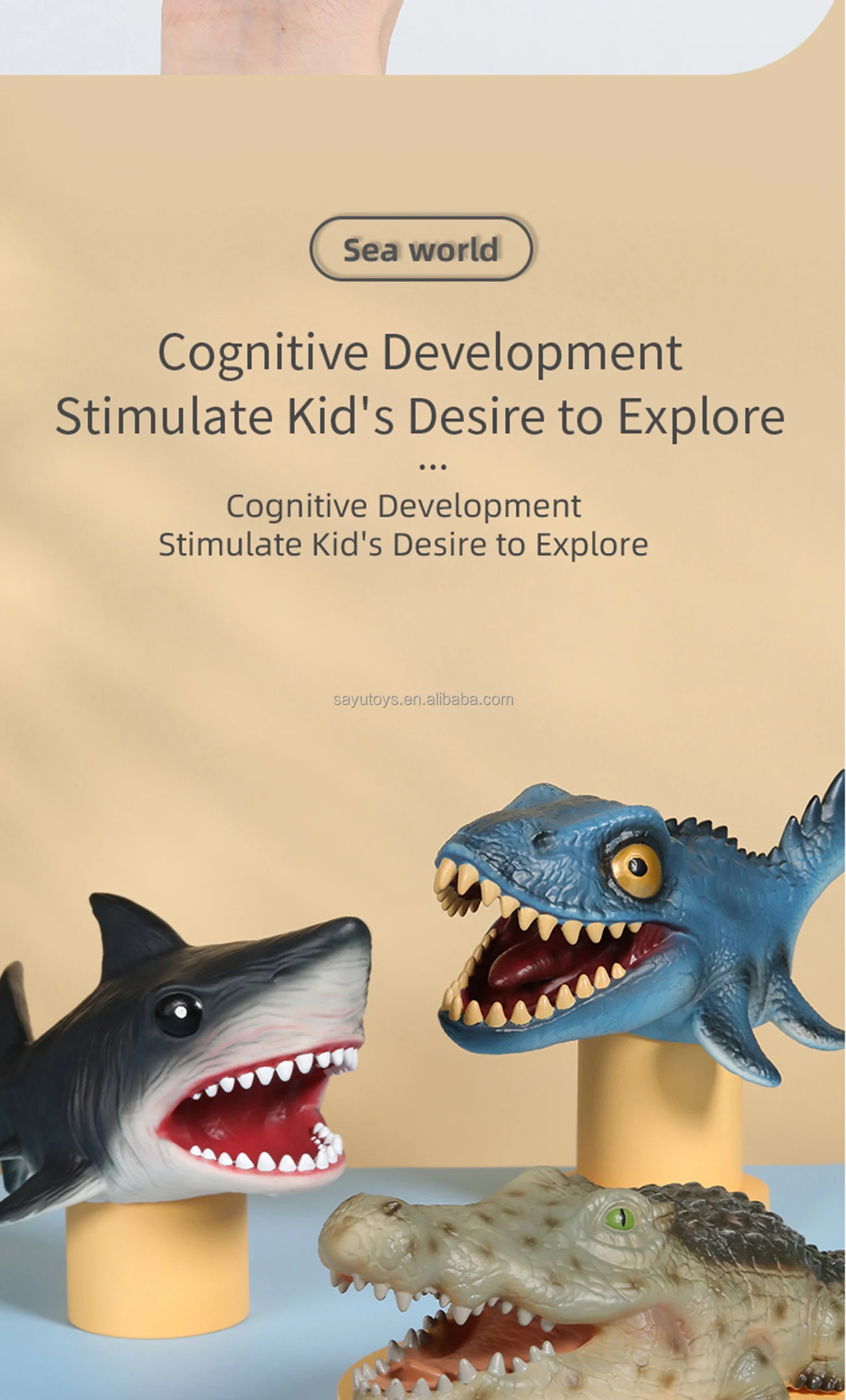 Sy Role Play Toy Puppets Models Mosasaurus Hand Puppet Head Dinosaur ...