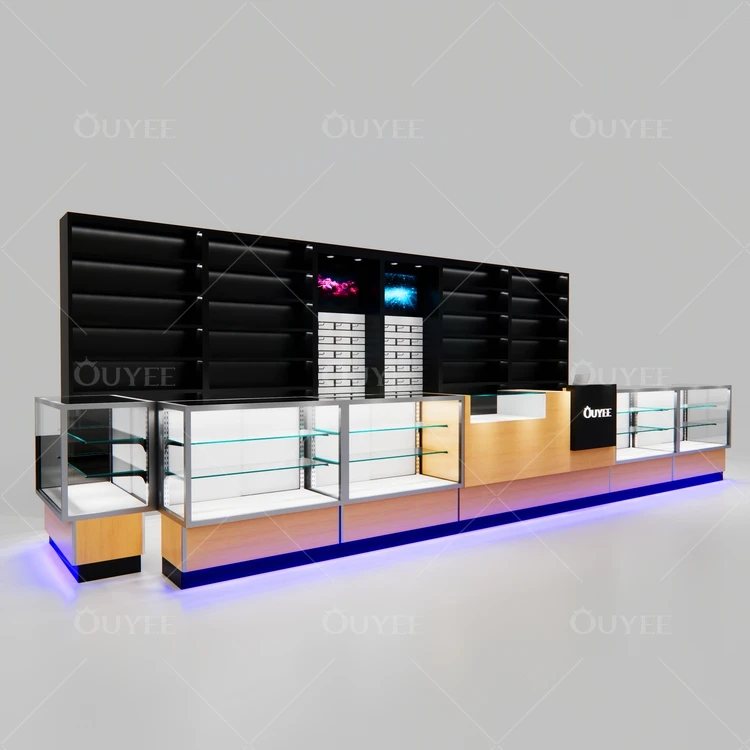 Ouyee Tobacco Shop Store Fixture Full Vision Glass Showcase Smoke Shop ...