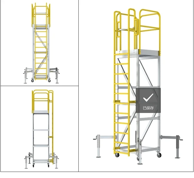 Aluminum Movable Platform Ladder With Fixed Casters Durable Step ...