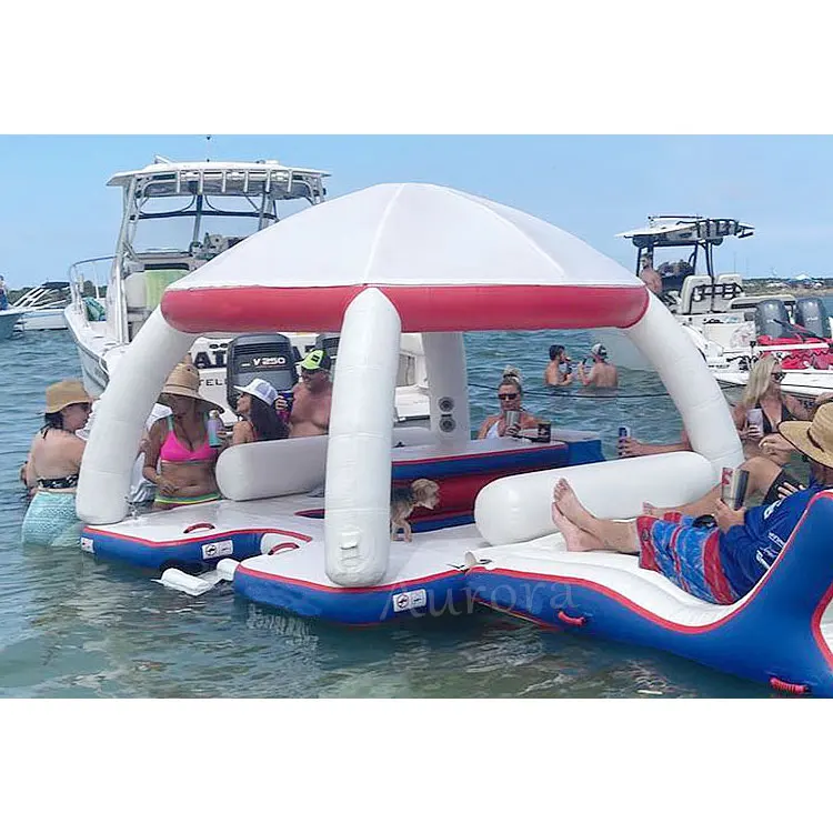 Inflatable Floating Dock Boat Platform Island Water Park Inflatable ...
