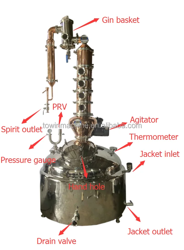 200L Distillery Copper Still - Ethanol Distillation Equipment