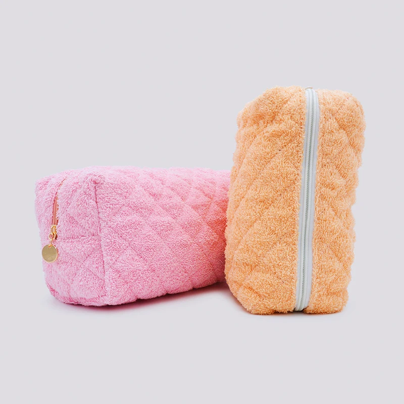Wholesale Custom Colors Terry Cloth Make up Bag Quilted Towel Cosmetic ...