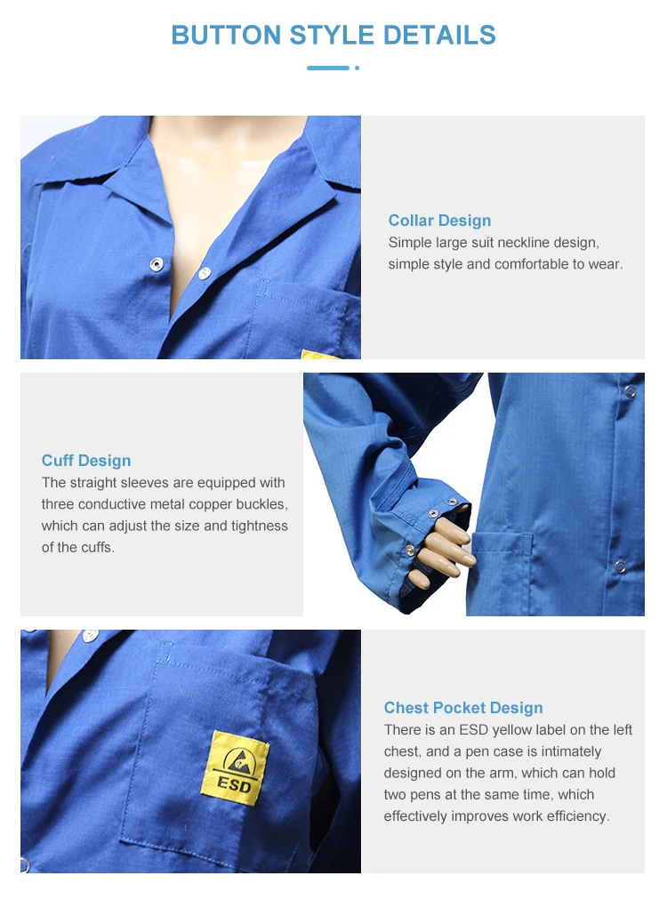 5mm Tc Cotton Esd Lab Coat Logo Stripe Anti-static Suit Washable ...