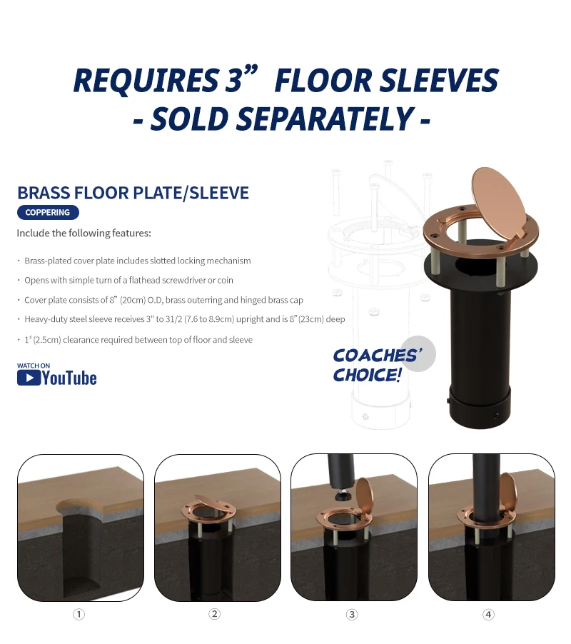 Inground Steel Volleyball Poles With Net Portable Volleyball Post And ...