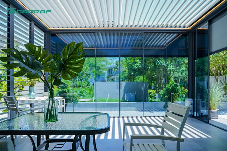Modern Screened Gazebo - Motorized Louver Bioclimatic System