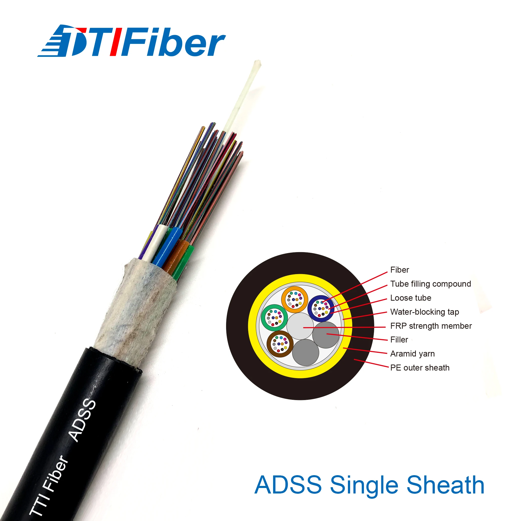 High Quality 6 Core Single Mode Fiber Optic Cable for Aerial Use