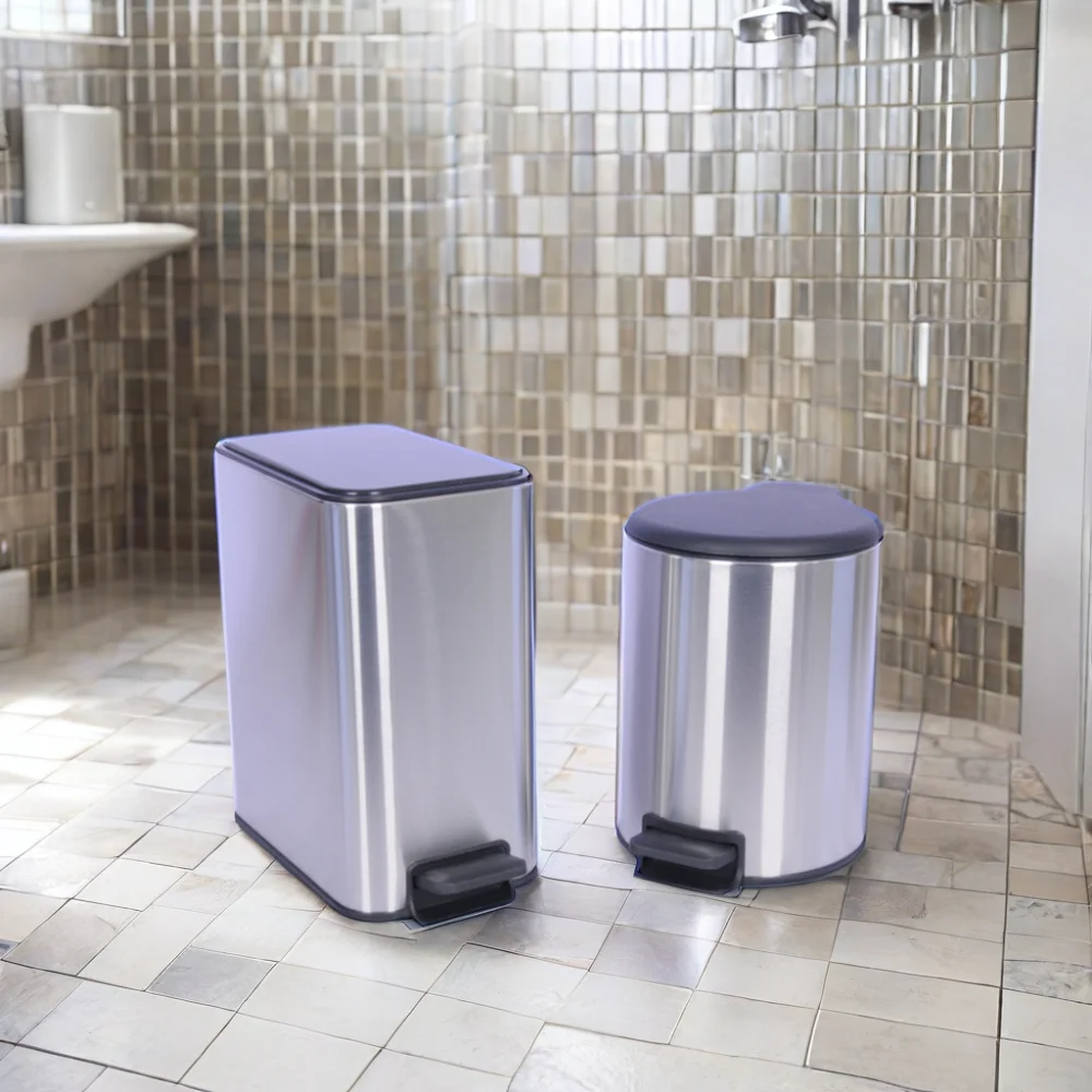 Rectangle Shape Trash Bins Stainless Steel Pedal Dust Bin 5l Foot Pedal ...