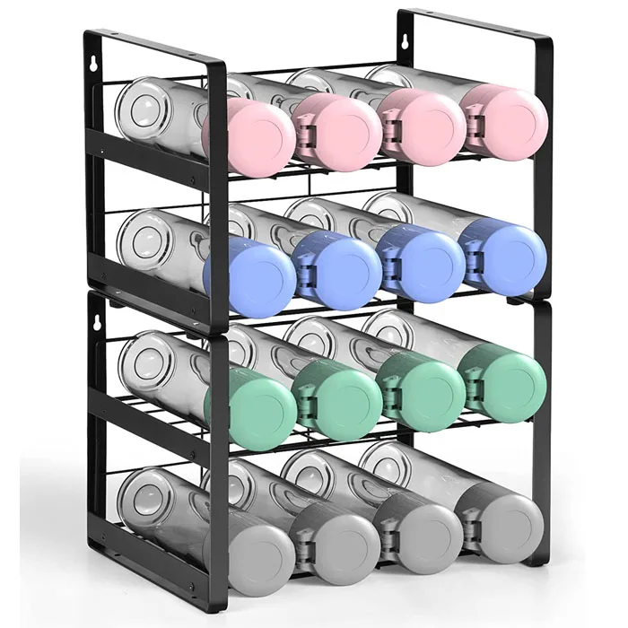 Black Metal Wall Mounted Water Bottle Holder Organizer Rack Stackable ...