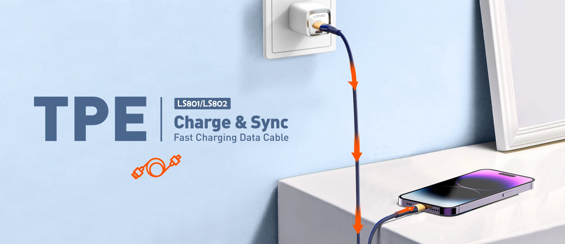 LDNIO LS801 Cabos Tipo c 30W Cabo Usb Tipo c V8 Micro for samsung 1m 2m Usb c Protetor Cabo Para ...