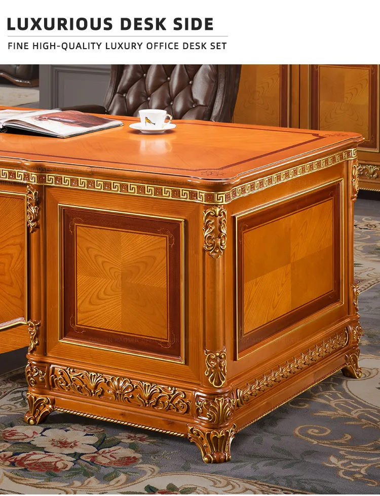 Gilded Carving Traditional Office Furniture Executive Table Escritorio ...