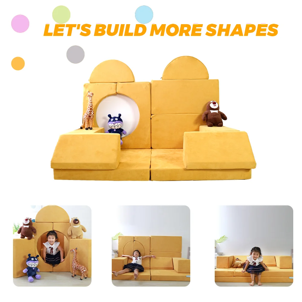 Saien Kids' Modern School 12-Section Play Couch Soft Modular Foam Sofa ...