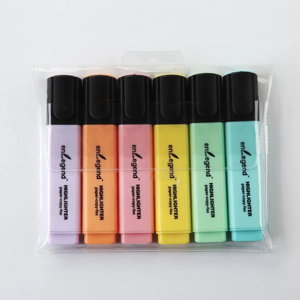 Pastel Color Square Barrel Highlighter: Large Ink Stationery For Office ...
