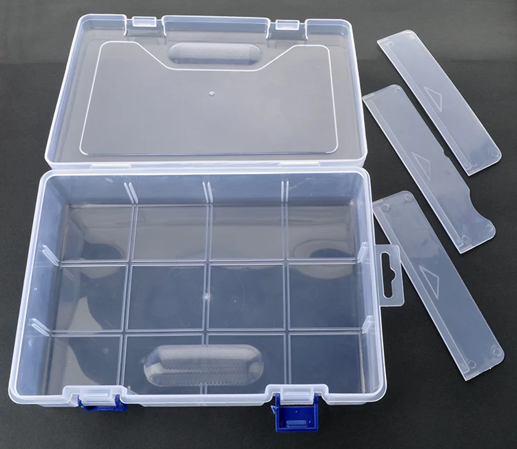 Clear Plastic Organizer Box With Removable Dividers Double Deck ...
