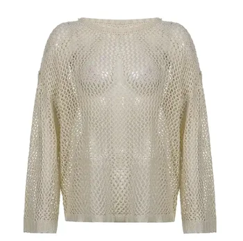 C Clothing Women Sexy Hollow Mesh Pullover Fashionable Slim Fit Style ...