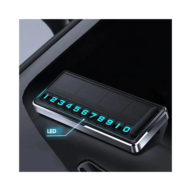 Solar Car Phone Number Plate Led Lighting Temporary Parking Card Hidden ...
