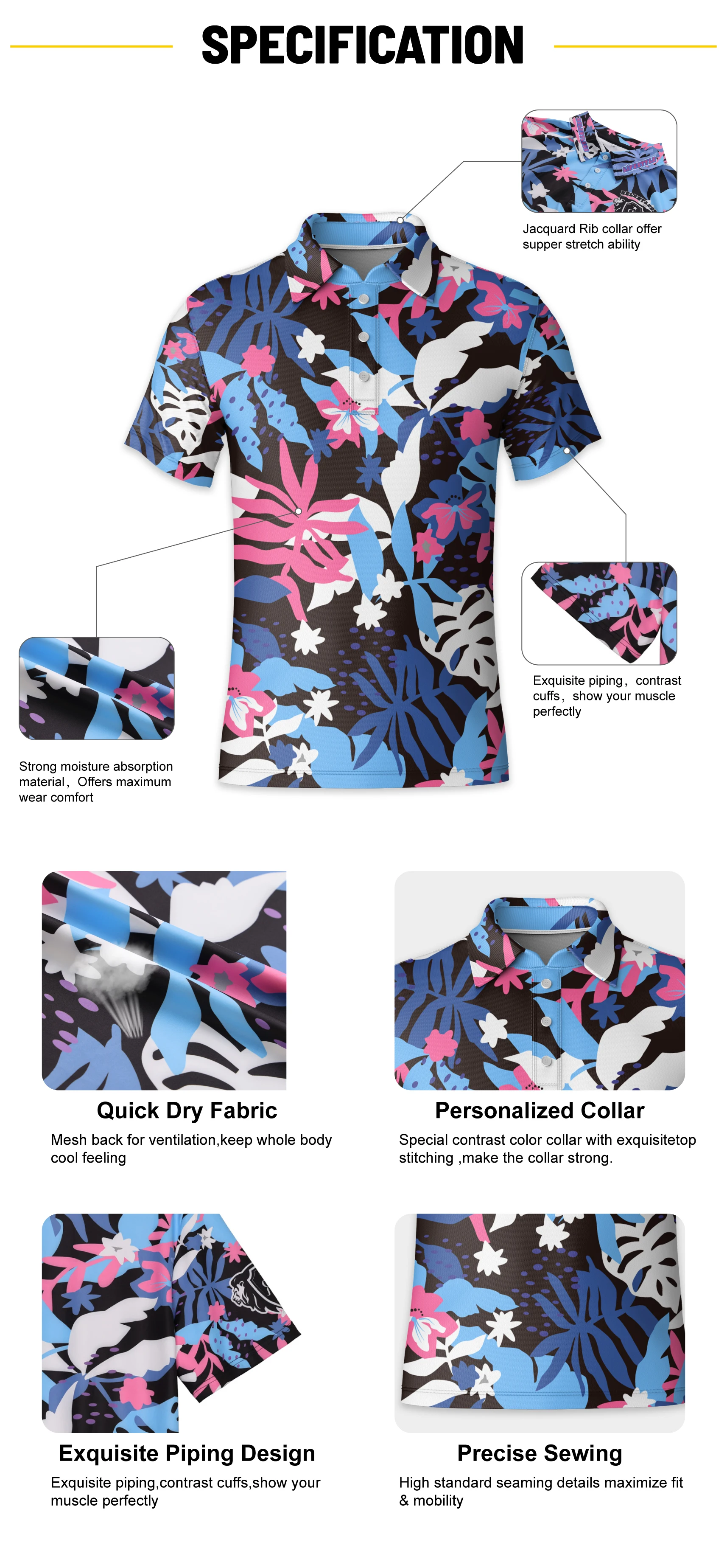 Custom Sublimation Printing Polo Shirts Short Sleeve Fashion Golf Polo ...