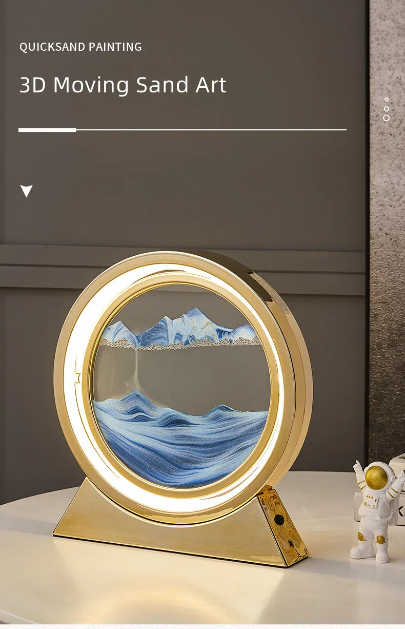 Hourglass Table Lamp Led Art Quicksand Painting Bedside Night Light 3d ...