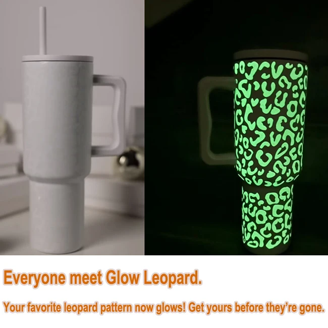 Usa Warehouse 2024 Glow Leopard Quencher Simple Tumbler 40oz 40 Oz 18/8 ...