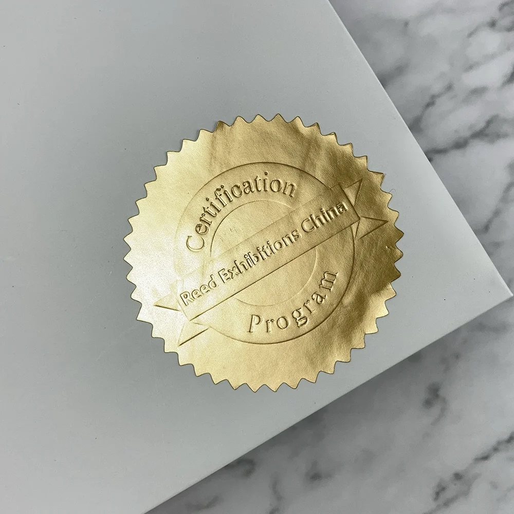 Custom Emboss Sticker Gold Sticker for Seal Waterproof Label