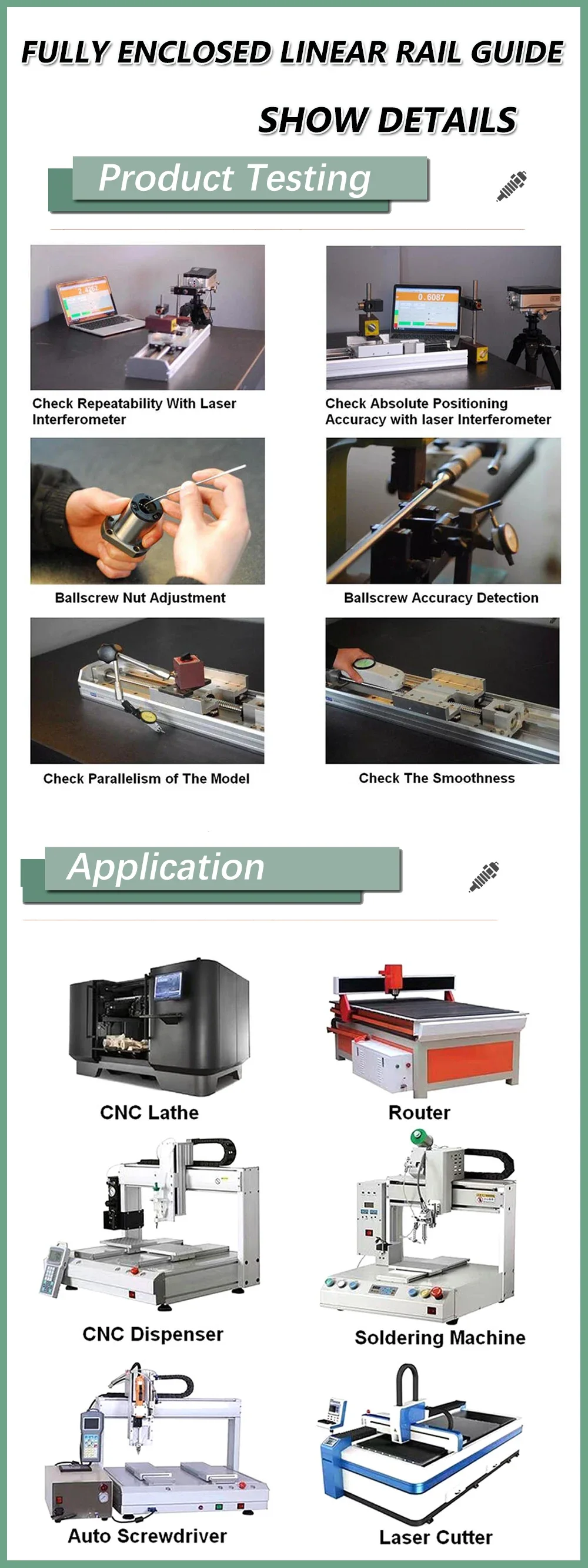 CNC Linear Sliding Table Heavy Duty 165mm Width Ballscrew