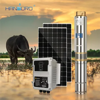Handuro 380v 4kw 17m^3/h 150m 4inch Borehole Solar Submersible Water ...