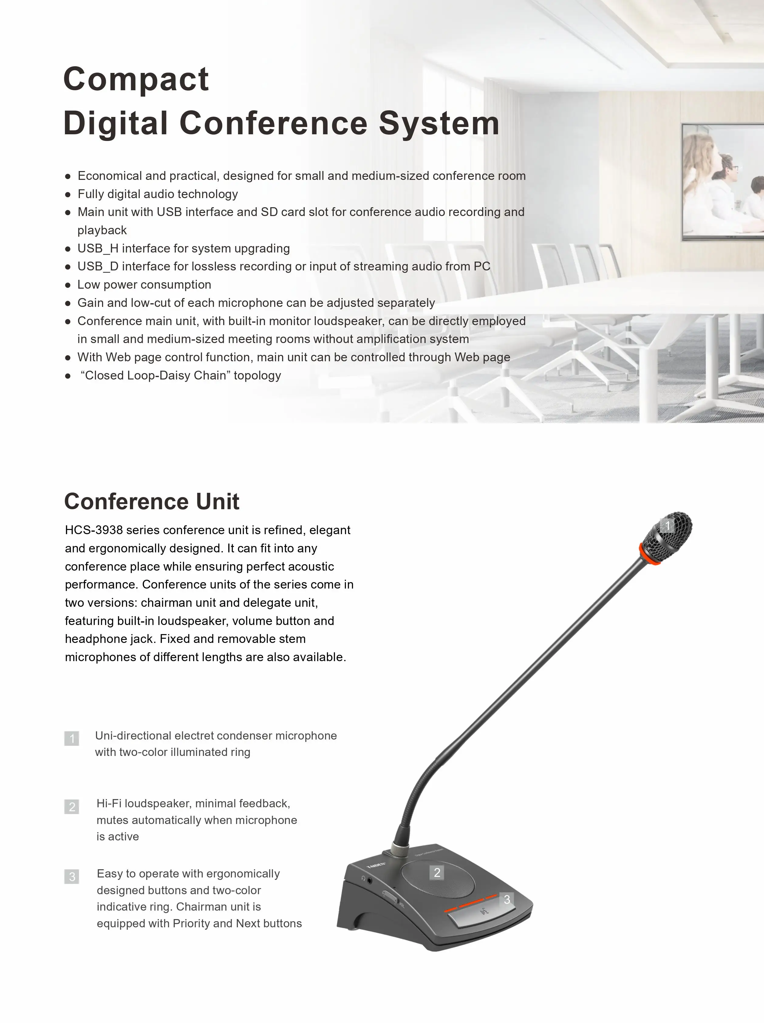 TAIDEN Conference System - Compact Digital Delegate Unit