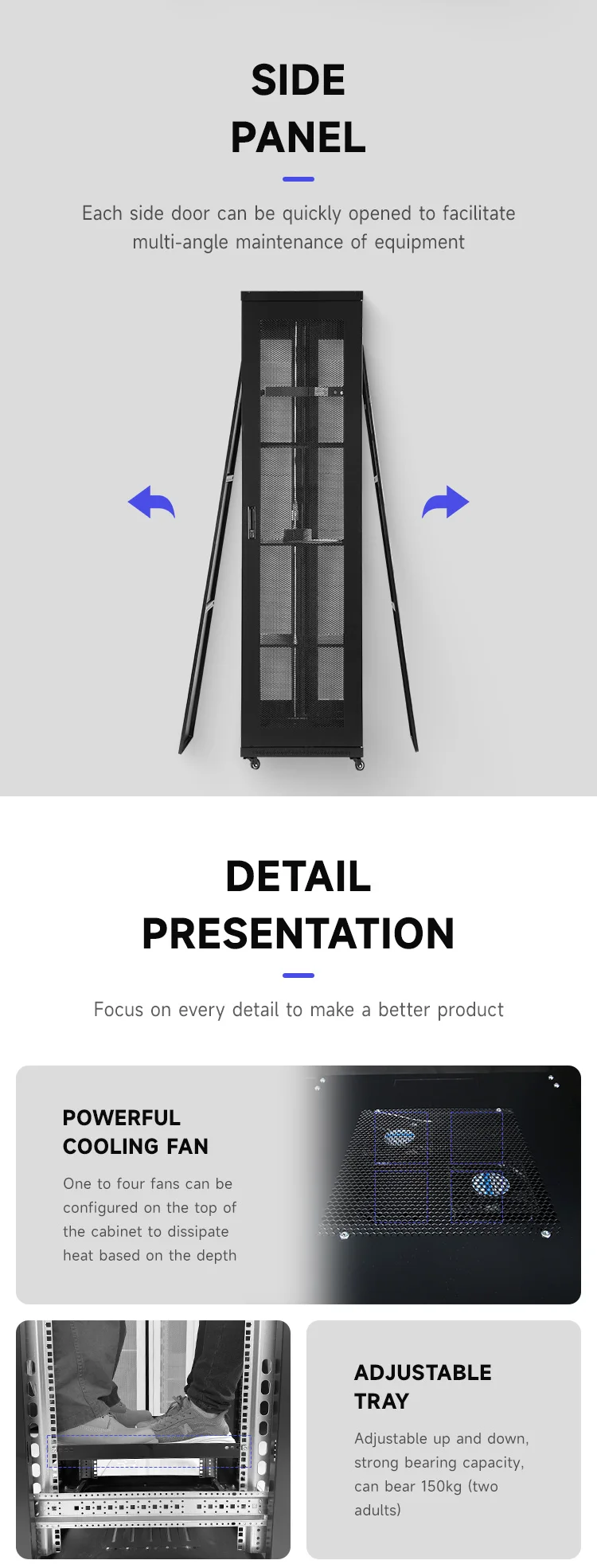 Standard Data Center Server Rack - 42U Glass Door Cabinet