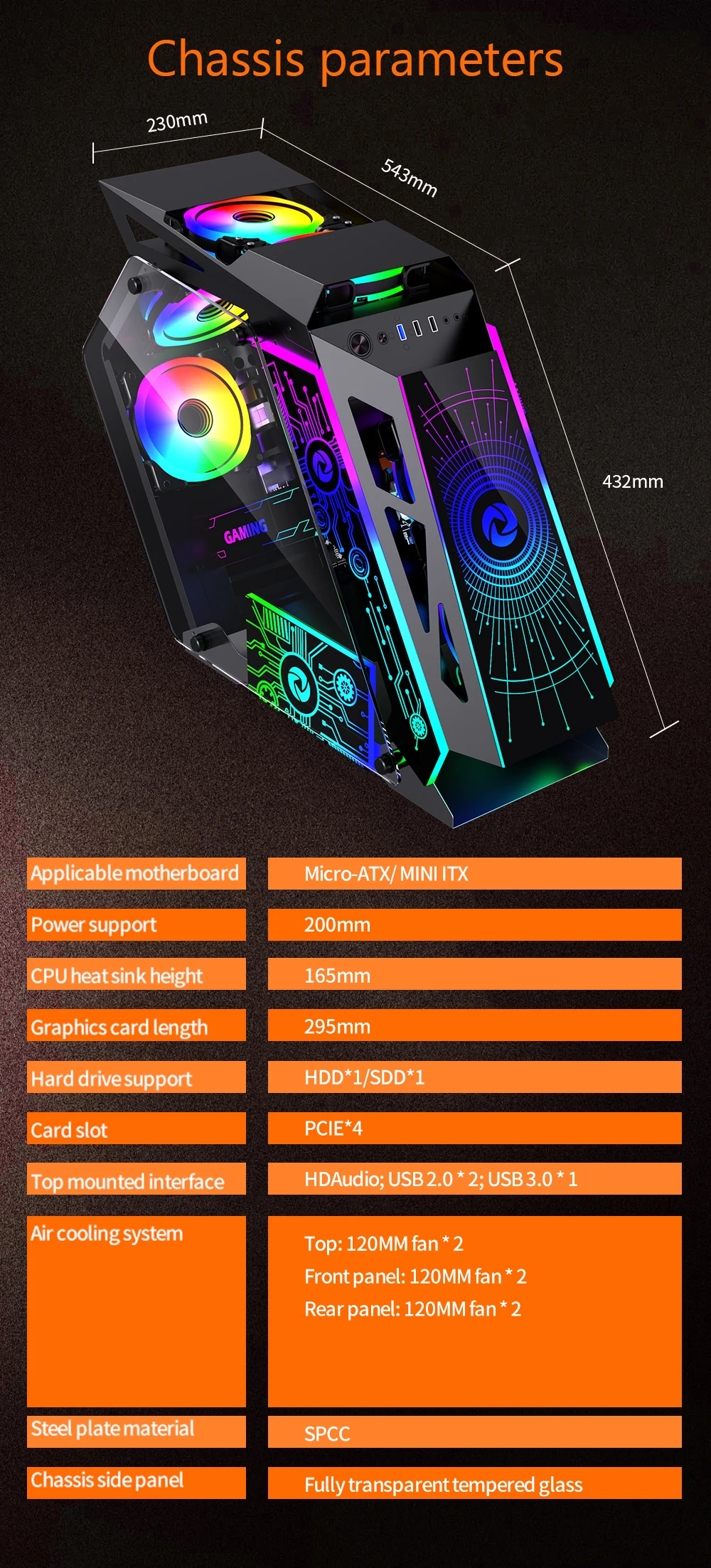 Lovingcool Gaming PC Case - Special-Shaped MATX Chassis