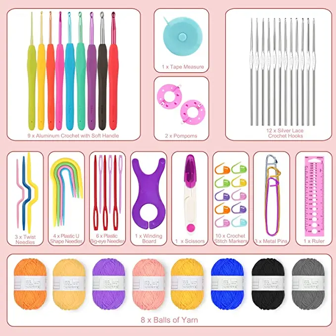 Beginners Crochet Set - 62 PCS Crochet Tools Kit