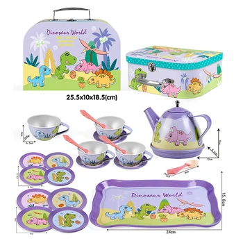 Wholesale Dinosaur Tea Set Pretend Toy Stainless Steel Girl Toy Tea ...