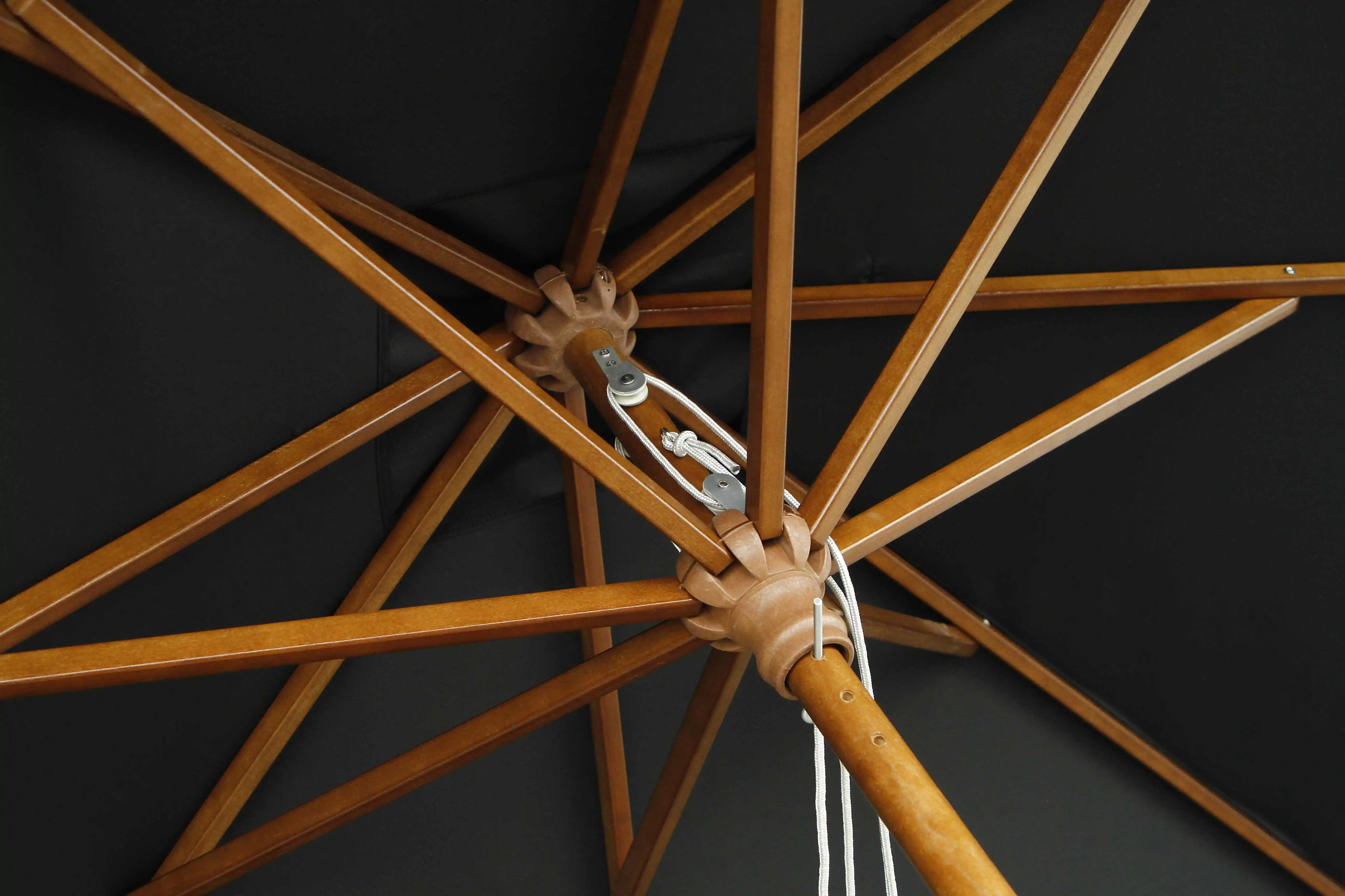 Luxury Crochet Patio Wooden Umbrella with Handmade Tassels