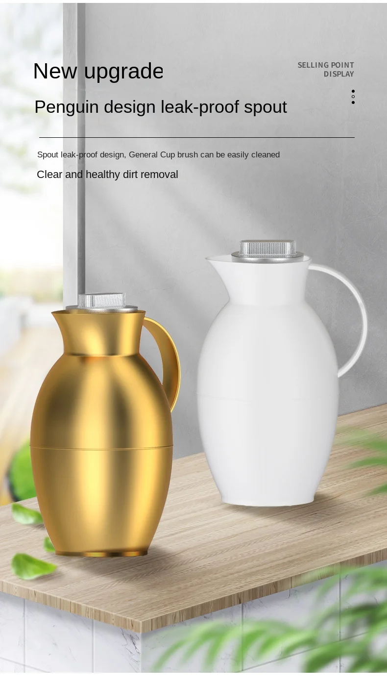 Custom Arabic Gold Coffee Vacuum Flasks With Crown Spout And Lid Glass ...