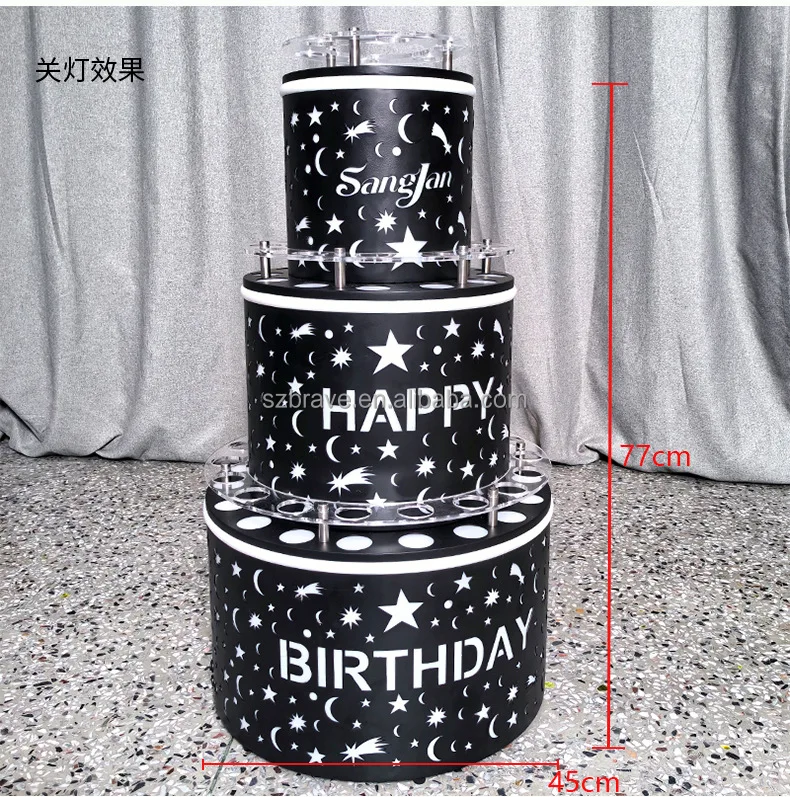 3 Tiers Custom Wrapped Led Cake Bottle Presenter Bar Party Vip Happy ...