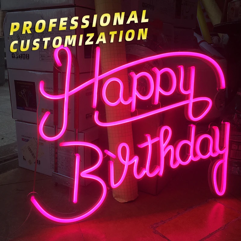 Happy Birthday Backdrop - Custom LED Neon Sign for Party