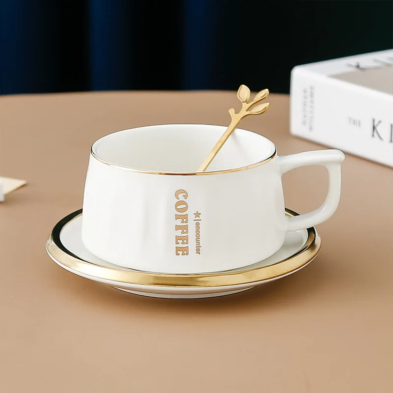 Gold Rim Coffee Cup And Saucer Porcelain Espresso Cups With Spoon - Buy ...