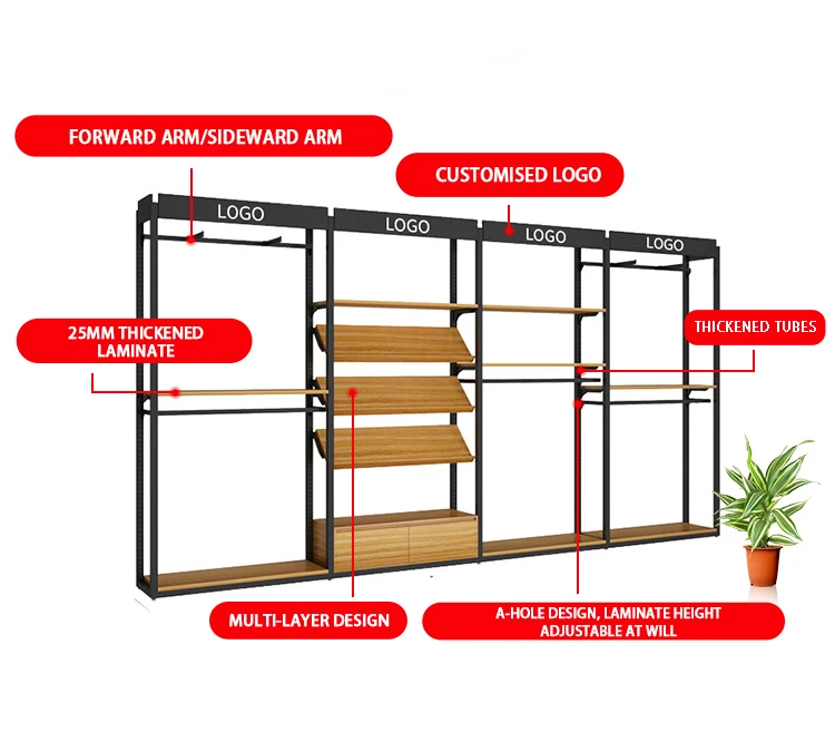 Shopping Center Clothing Store Display Racks Black Clothing Rack ...