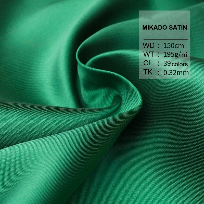 100% Polyester Twill Silk Mikado Satin Fabric for Wedding/dress