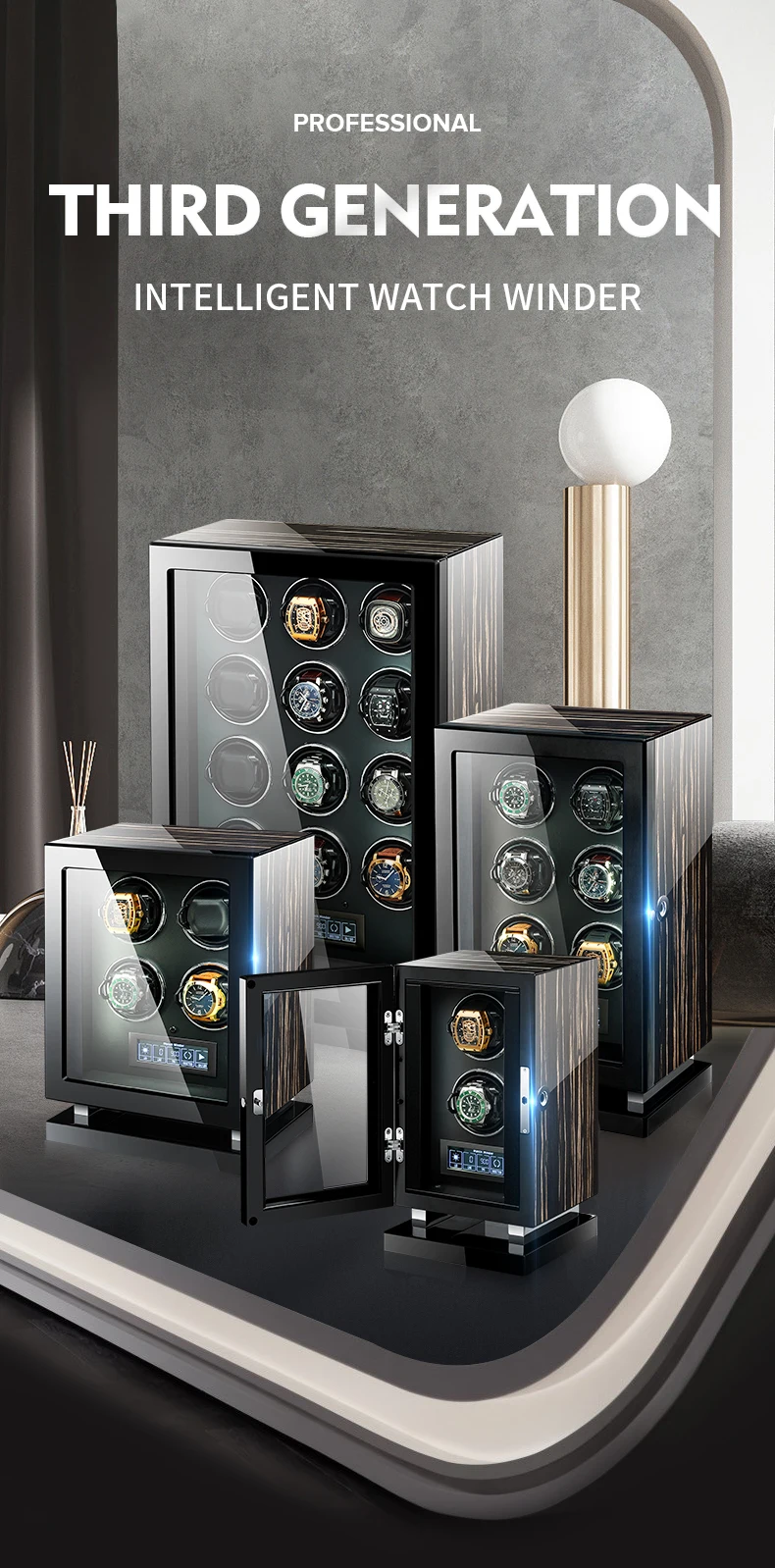 Luxury Wooden Gyroscope - Modern Watch Winder with 6 Slots