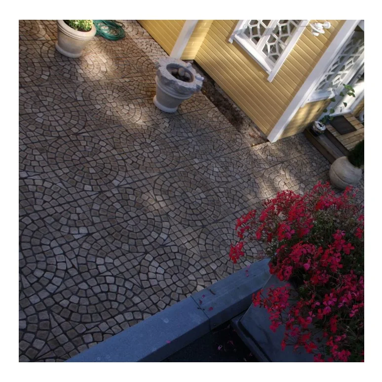 Black Basalt Paver Stone Fan Shape - Durable Meshed Pavement