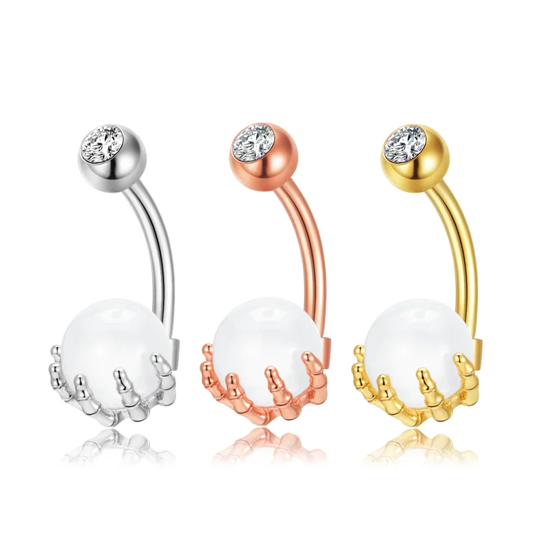 Stainless Steel Skeleton Hand Dangle Navel Piercing For Women Summer ...