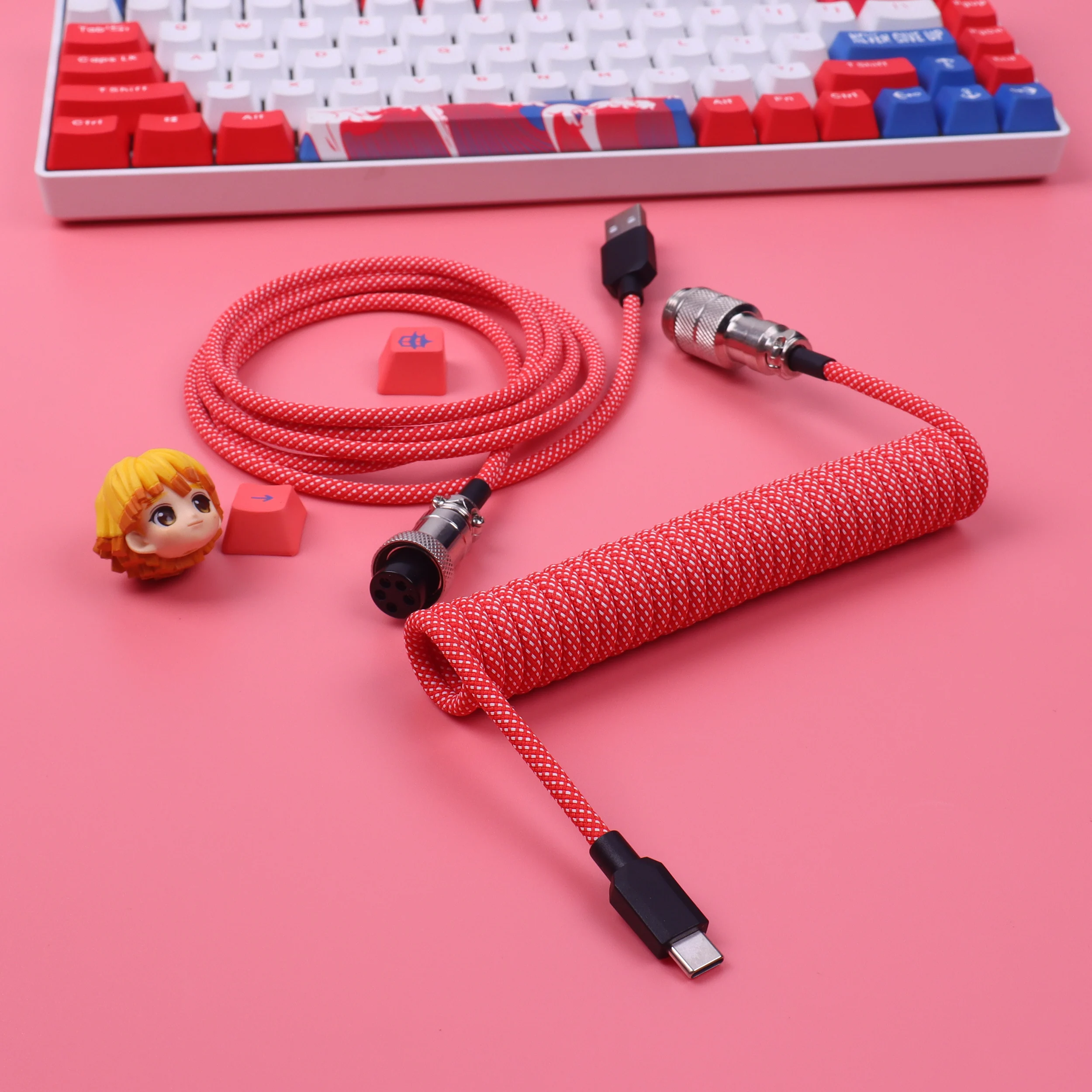 Usb2.0 to Usb c Coiled Keyboard Cable Macaron Metal Gx16 aviator Type C ...