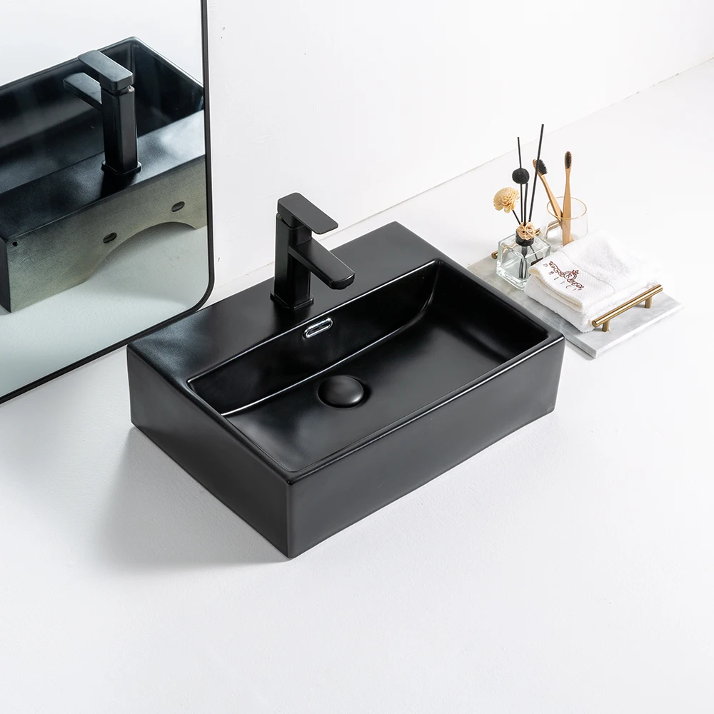 Luxury Matte Black Ceramic Bathroom Sink Modern Above Counter ...