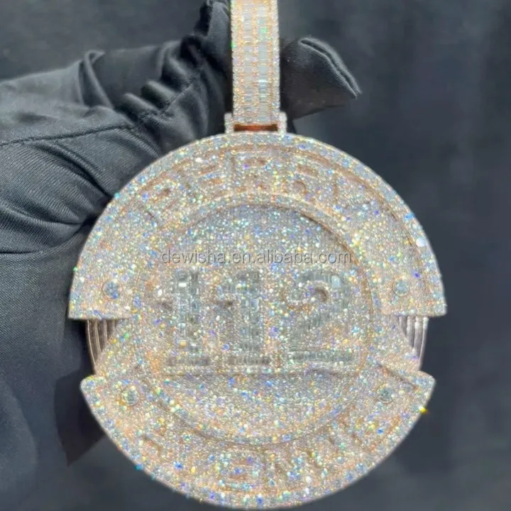 Factory Custom Round Iced Out Bust Down Name Letter Logo Pendant for ...