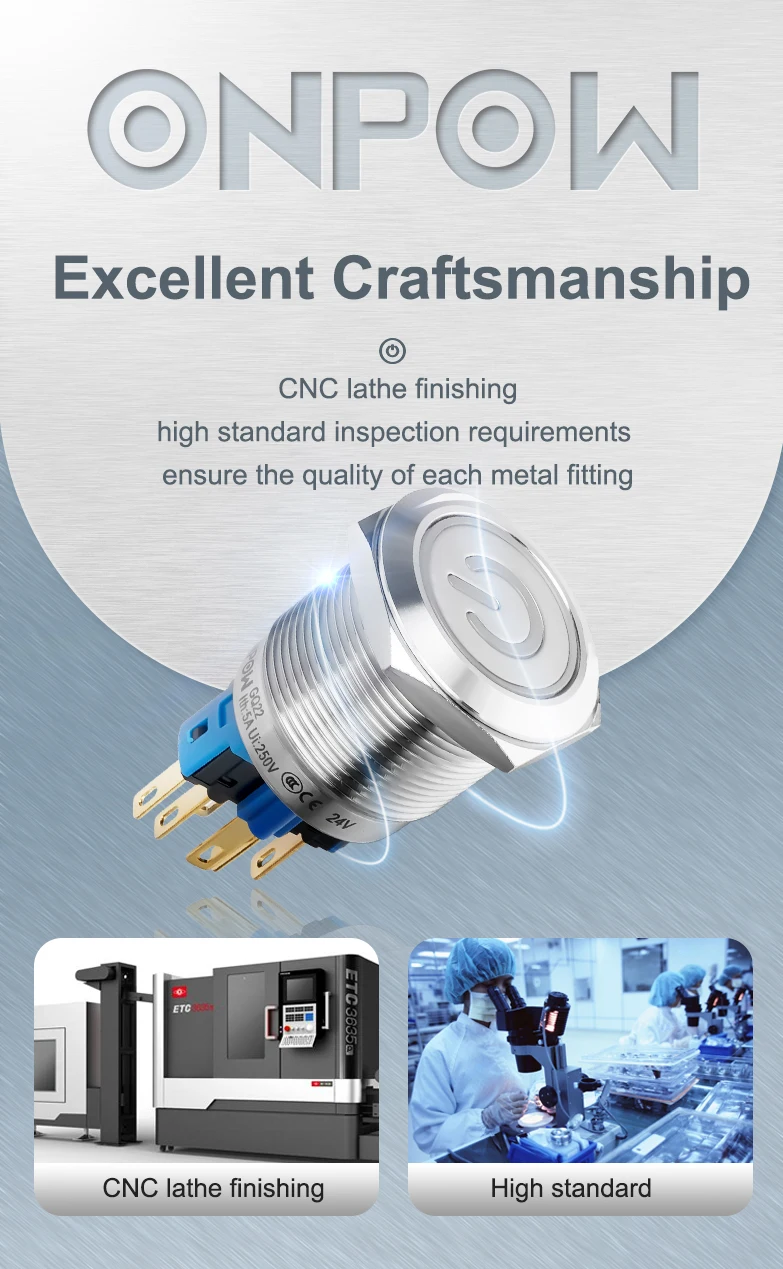 22mm Stainless Steel Metal Momentary Push Button Switch,ring Led, with ...