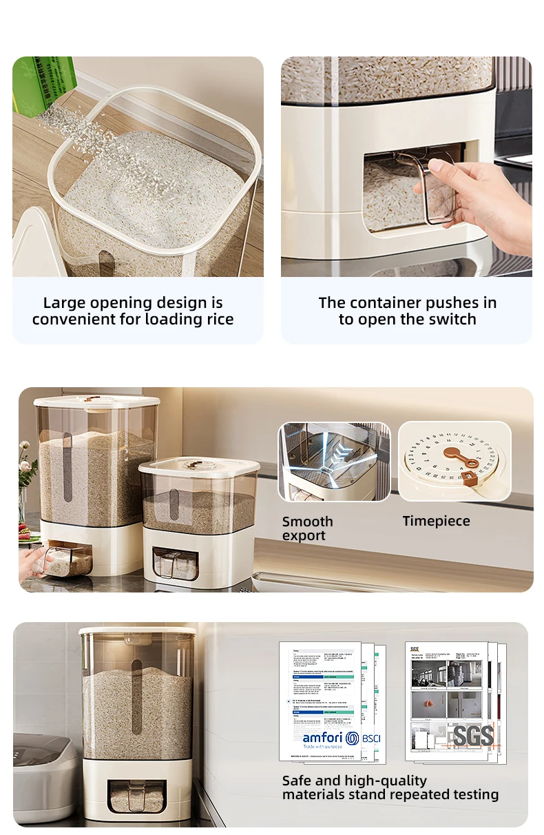 WANUO Rice Dispenser - Insect-Proof, Moisture-Proof & Automatic