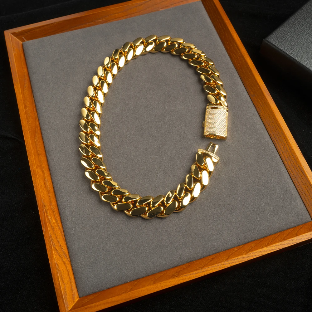 Wholesale Choker 18k Gold 20mm Chunky Custom Gold Cuban Link Chain 24k ...