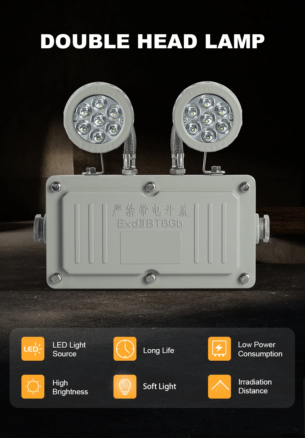 Explosion Proof Emergency Ip65 Wf2 Commercial Wall Mounted Double Heads - Buy Explosion Proof ...