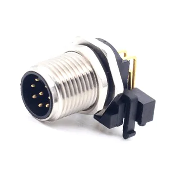90 Degree Pcb M12 Male Panel Mount Connector,Ip67 Waterproof M12 Male ...
