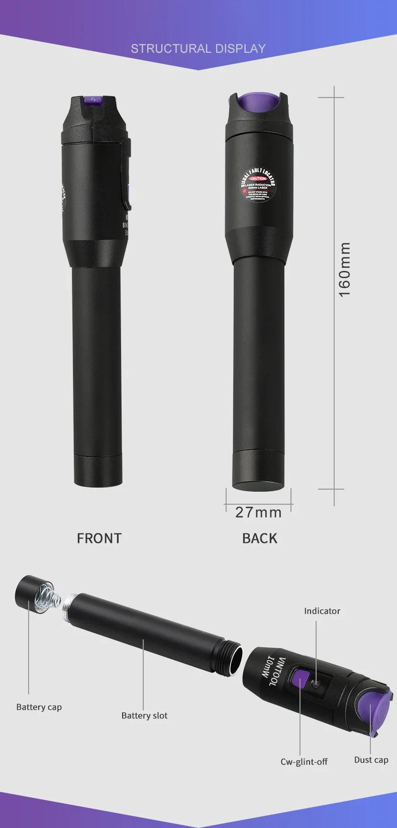 VINTOOL Ftth Tool Kit - 10mw Visual Fault Locator for Fibers