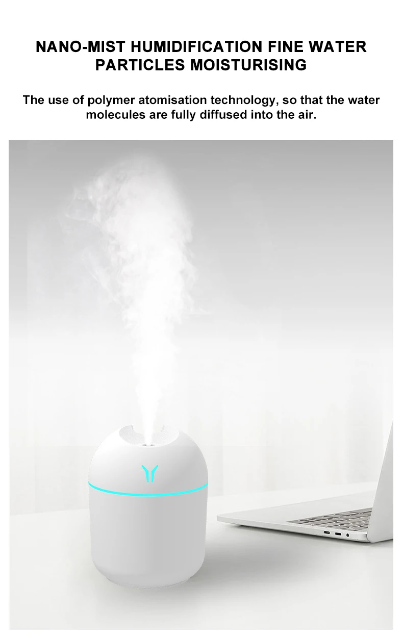 2023 Hot Sell Portable Colorful Led Light Mini H2o Spray Mist Leaf Waterless Diffuser Car Usb ...